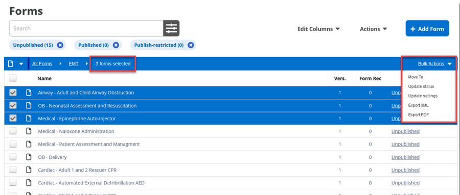 Mass Management of Existing Forms