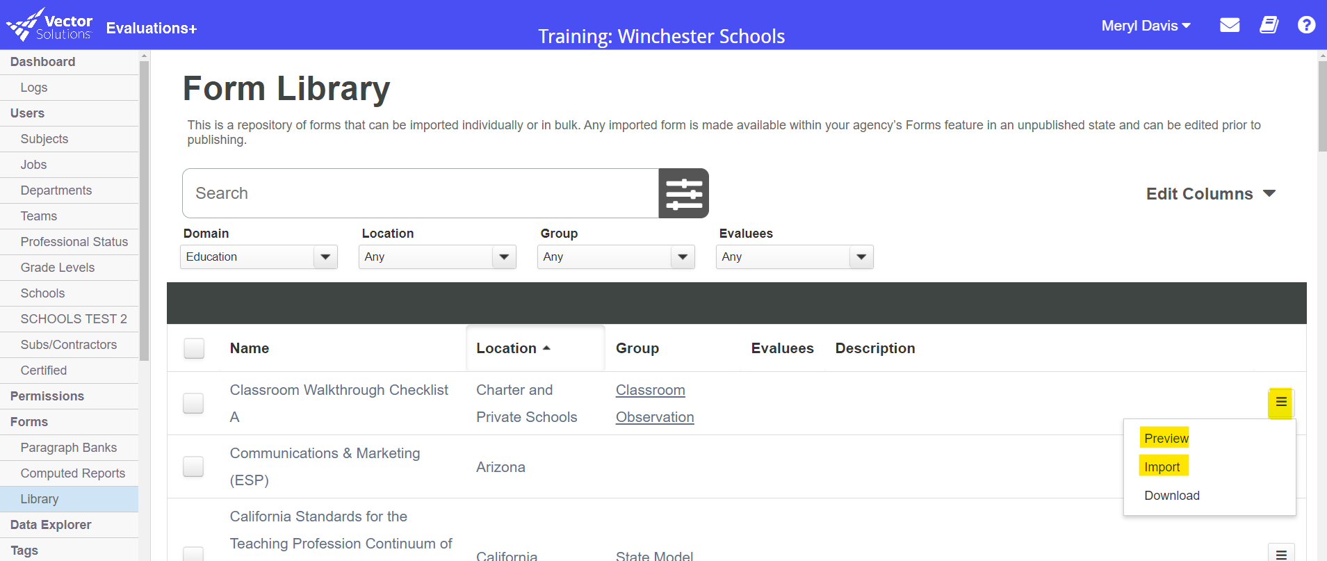 Importing Forms from Library (For Education)