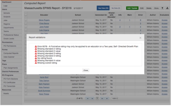 Running the Massachusetts EPIMS Report