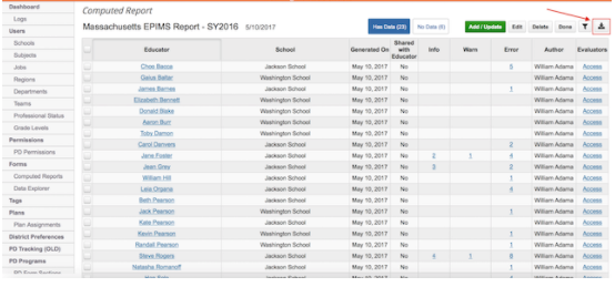 Running the Massachusetts EPIMS Report