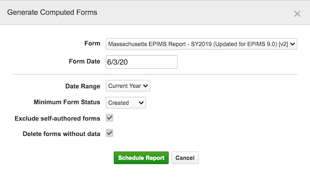 Running the Massachusetts EPIMS Report