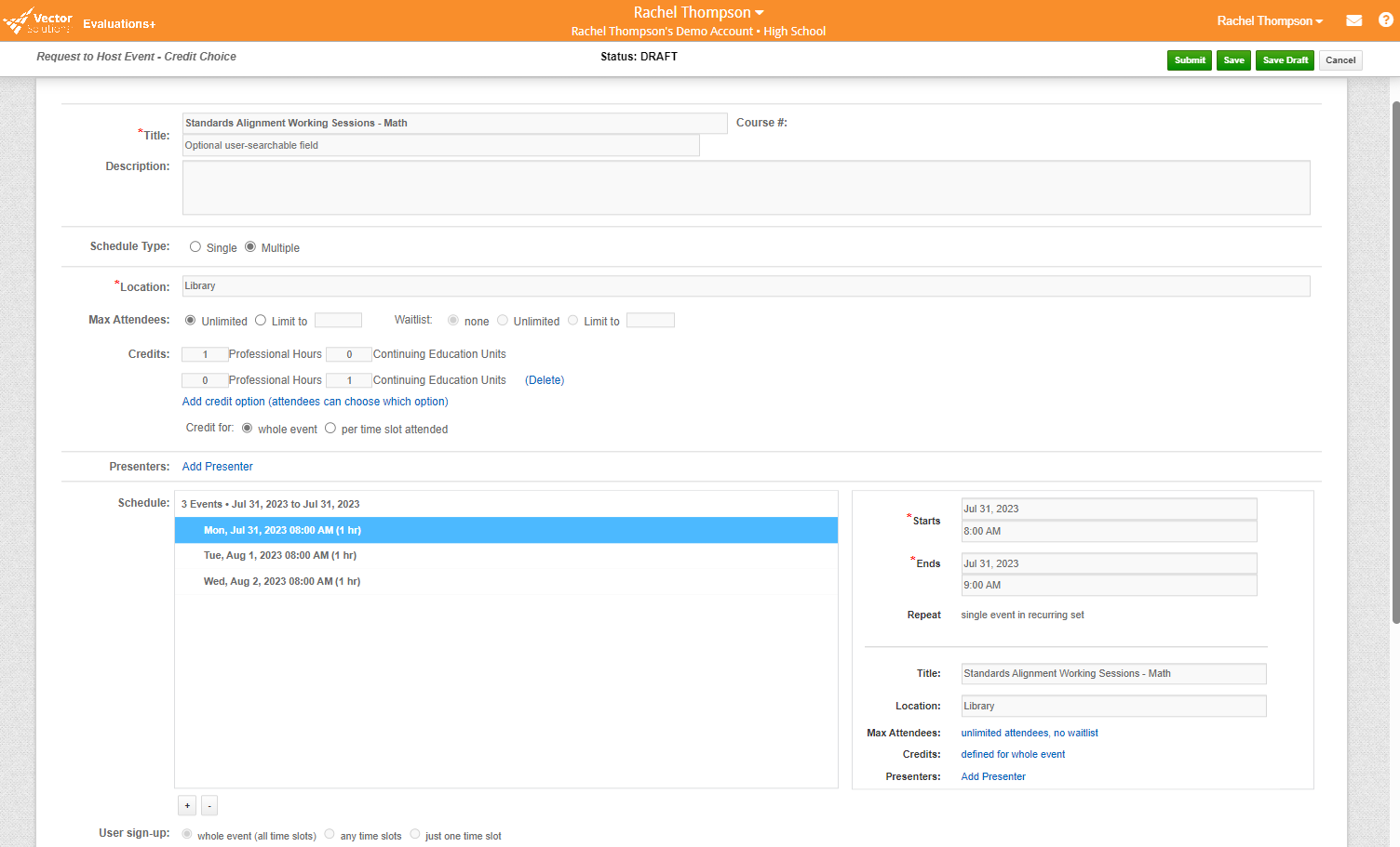 Release Announcement for PD Tracking: Credit Choice for Multiple Schedule Events