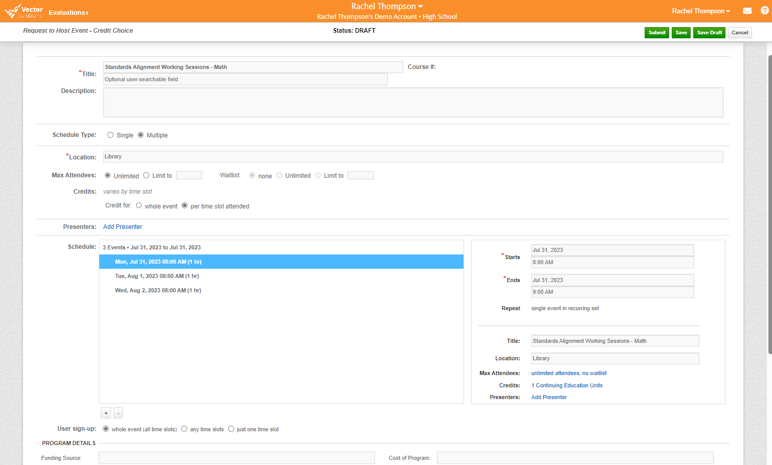 Release Announcement for PD Tracking: Credit Choice for Multiple Schedule Events