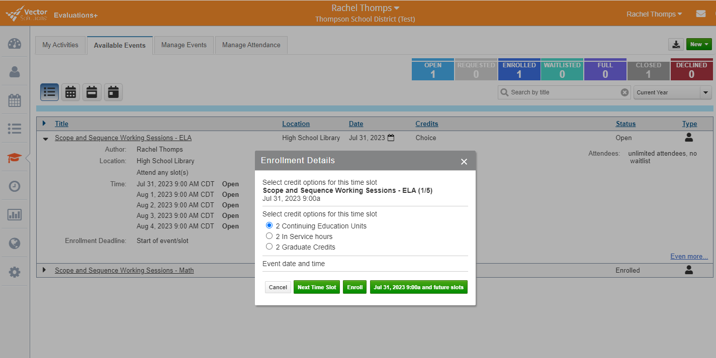 Release Announcement for PD Tracking: Credit Choice for Multiple Schedule Events