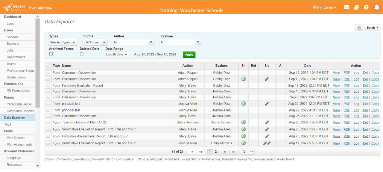 Copying a Form in Data Explorer