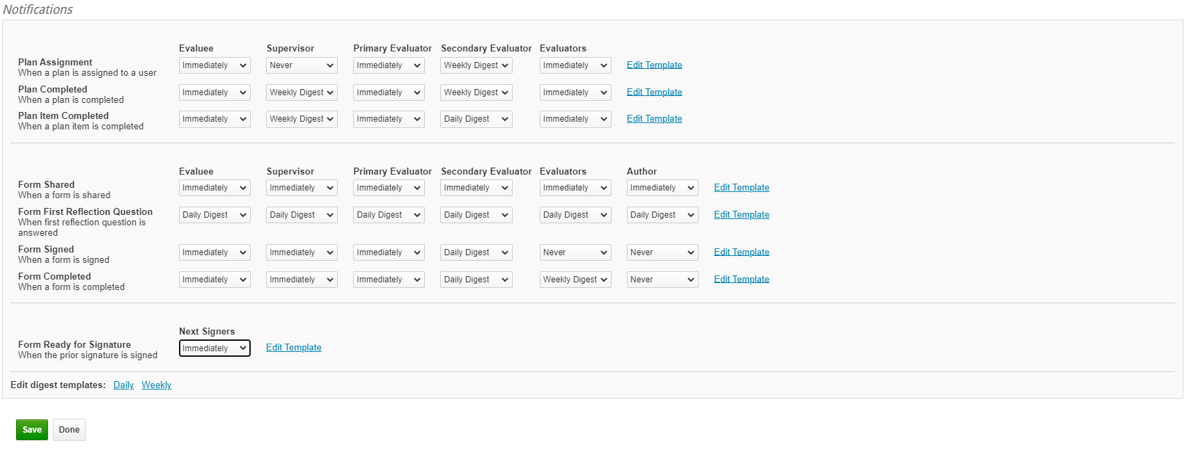 Evaluation Email Notifications Setup