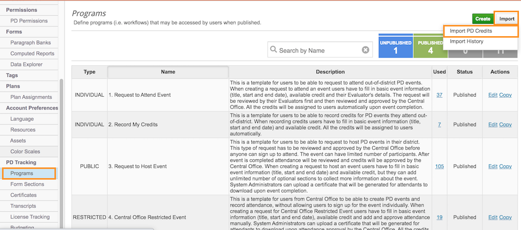 PD Credit Import Directions