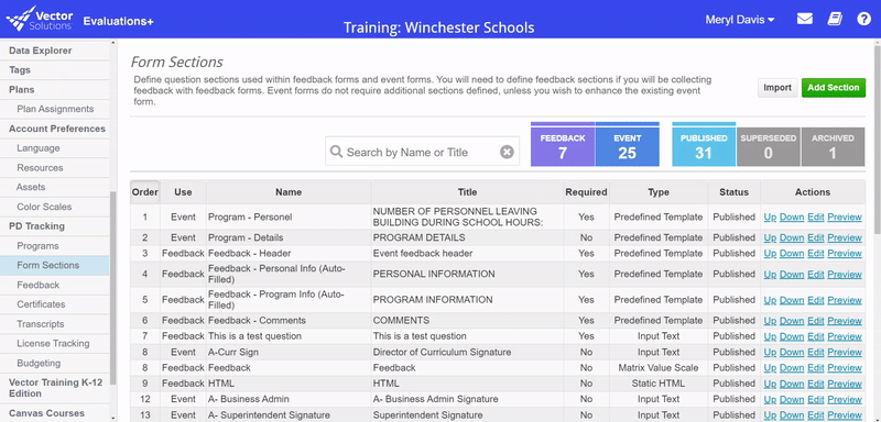 How to Build PD Tracking Form Sections
