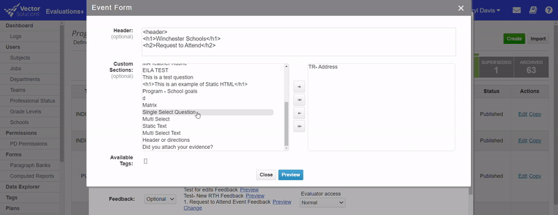 How to Build PD Tracking Form Sections