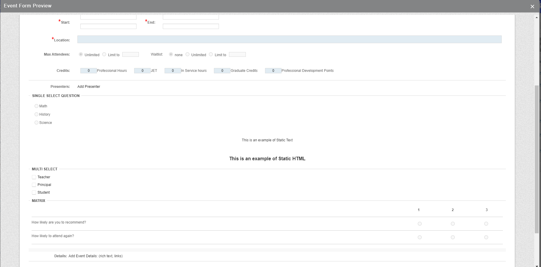 How to Build PD Tracking Form Sections