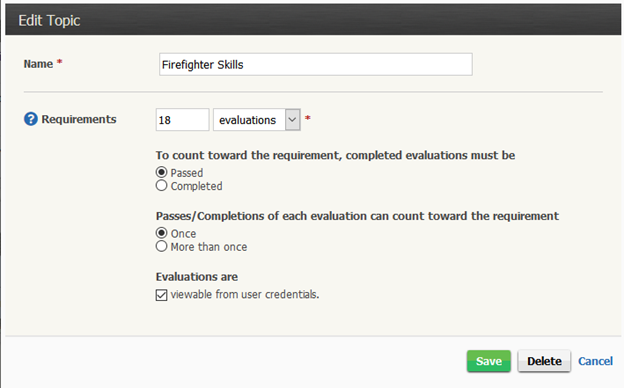Using Evaluation Forms in Credentials