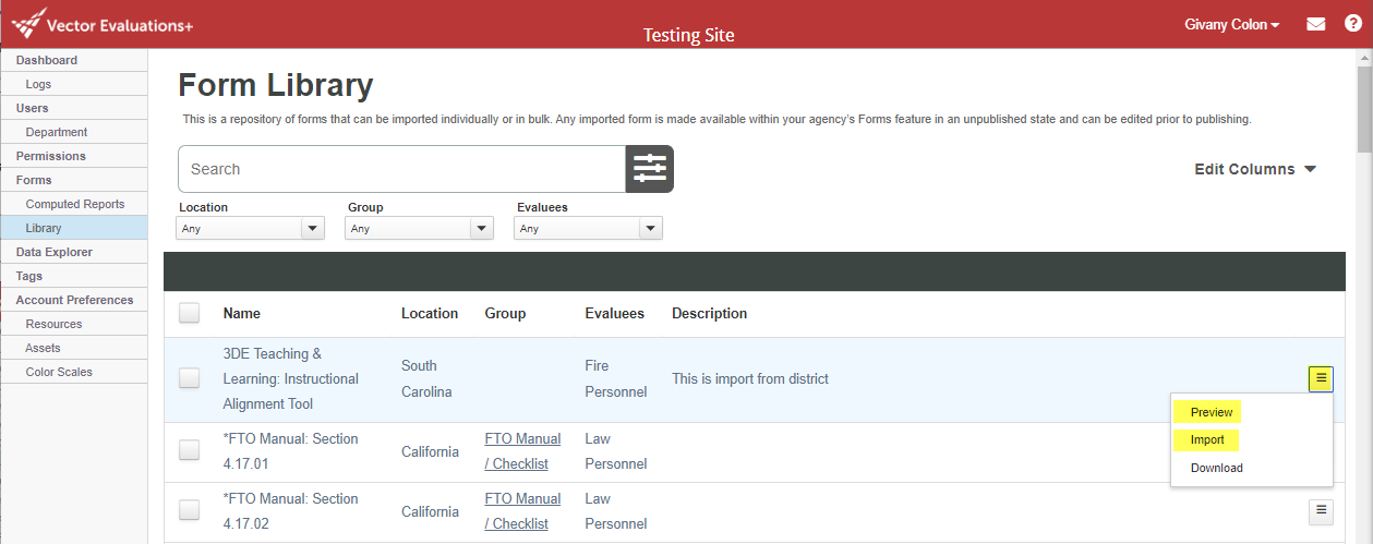Importing Forms from Library (For Public Sector)