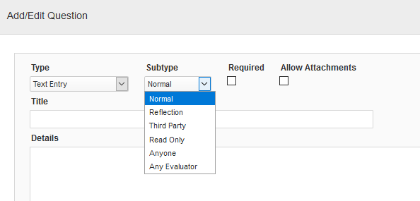 Form Question Subtypes